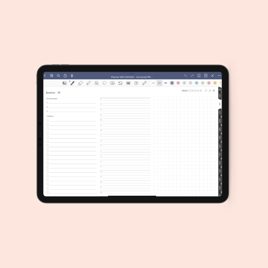 Planner Digital Não Datado - PB para iPad e Tablet | Yasmin Araujo